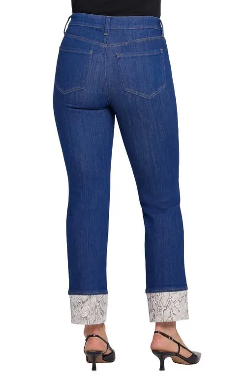 NYDJ Marilyn High Waist Python Cuff Straight Leg Jeans
