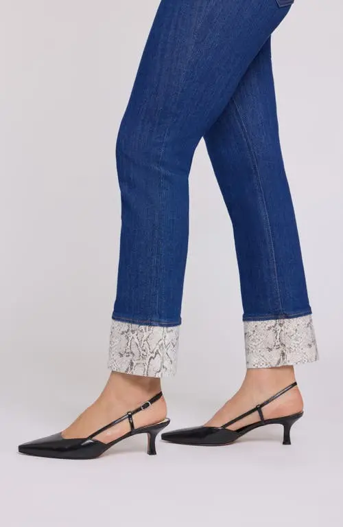 NYDJ Marilyn High Waist Python Cuff Straight Leg Jeans