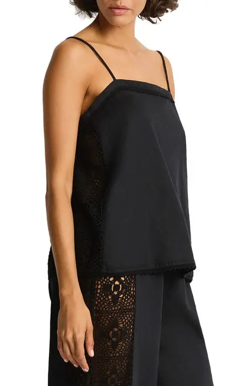 SEA LEVEL Panelled Shift Cover-up Cami Top - Black
