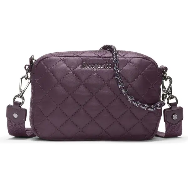 Mz Wallace Crosby Mini Leather Trimmed Crossbody Bag - Raisin