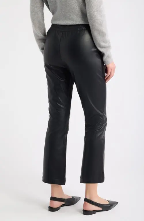 Hue Faux Leather Crop Baby Bootcut Pants - Black