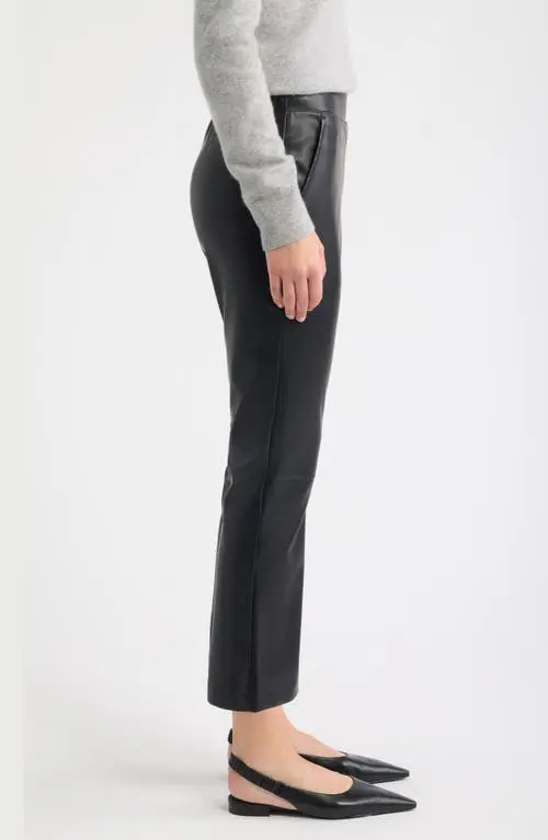Hue Faux Leather Crop Baby Bootcut Pants - Black