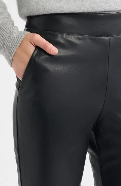 Hue Faux Leather Crop Baby Bootcut Pants - Black