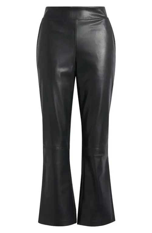 Hue Faux Leather Crop Baby Bootcut Pants - Black
