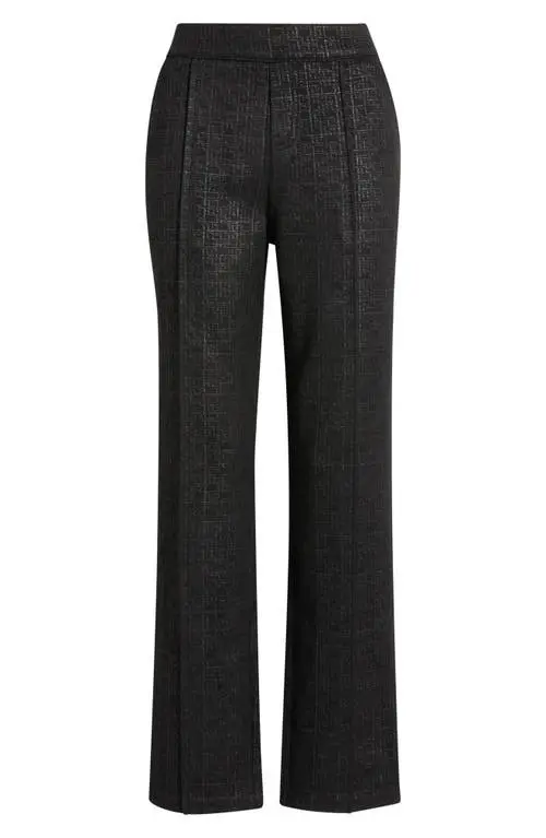 Hue Metallic Geo Faux Suede Straight Fit Pants
