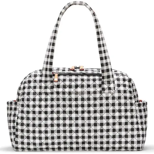 Mz Wallace Large Metro Jimmy Deluxe Quilted Nylon Gym Bag - Black/white Gingham