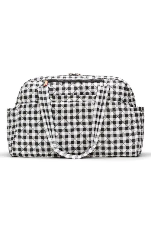 Mz Wallace Large Metro Jimmy Deluxe Quilted Nylon Gym Bag - Black/white Gingham