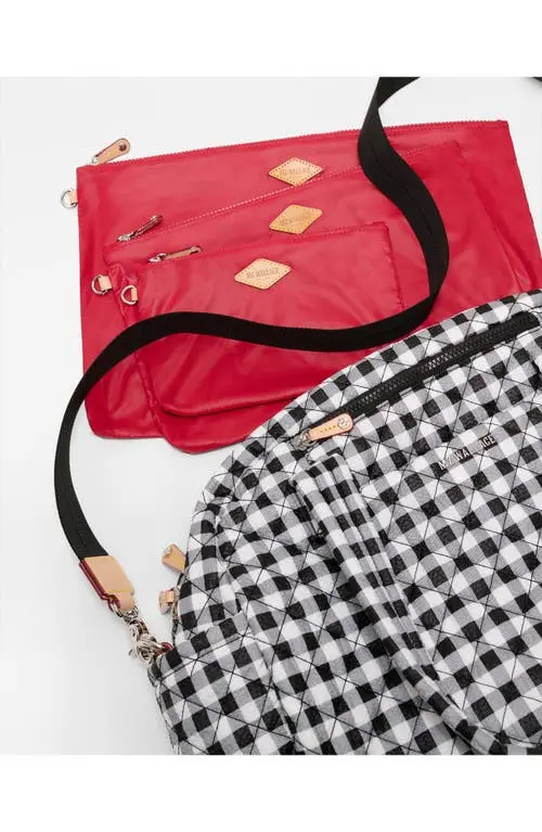 Mz Wallace Large Metro Jimmy Deluxe Quilted Nylon Gym Bag - Black/white Gingham