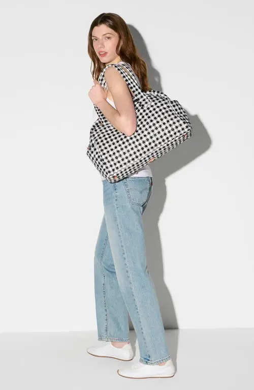 Mz Wallace Large Metro Jimmy Deluxe Quilted Nylon Gym Bag - Black/white Gingham