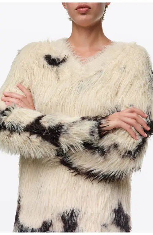 Bimba Y Lola Fur V-neck Sweater