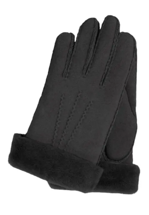 KESSLER Hand-sewn Premium Lamb Fur Gloves - Black