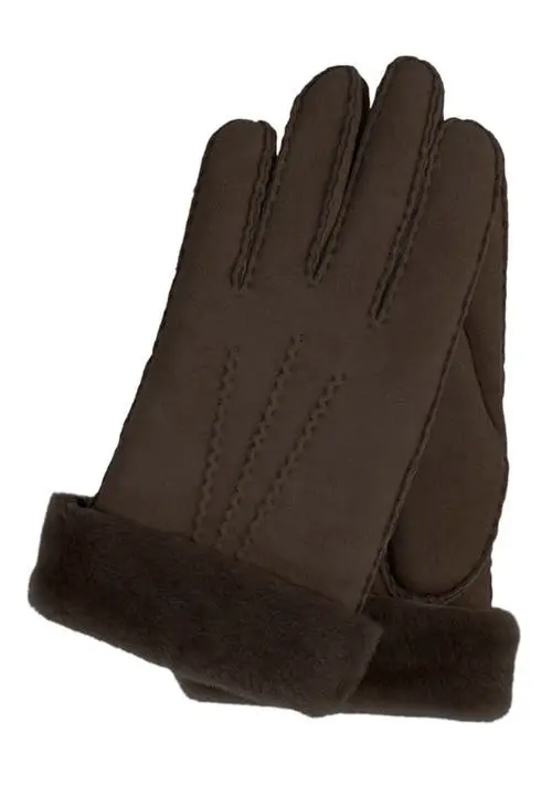 KESSLER Hand-sewn Premium Lamb Fur Gloves - Dark Brown