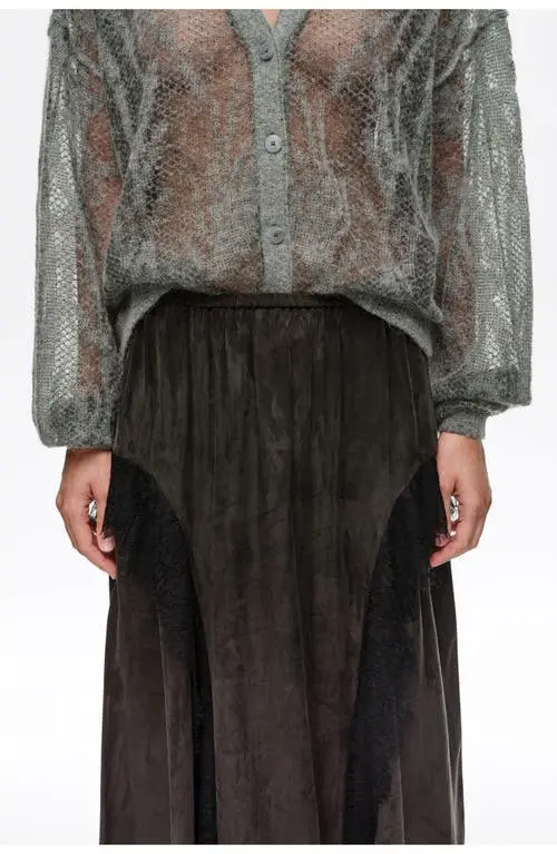 Bimba Y Lola Fluid Midi Skirt With Lace Trim