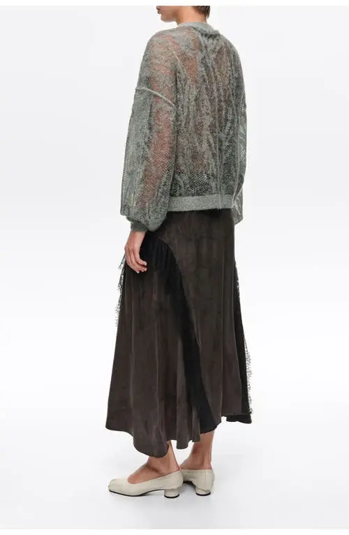 Bimba Y Lola Fluid Midi Skirt With Lace Trim