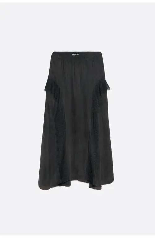 Bimba Y Lola Fluid Midi Skirt With Lace Trim