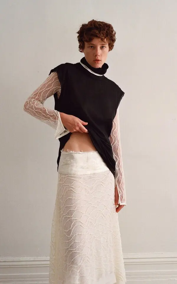 MEL USINE Argile Funnel-neck Peasant Tunic