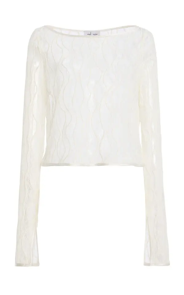 MEL USINE Brume Cotton-blend Sutured Lace Top