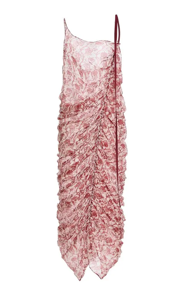 MEL USINE Ines Silk-blend Draped Asymmetrical Midi Dress
