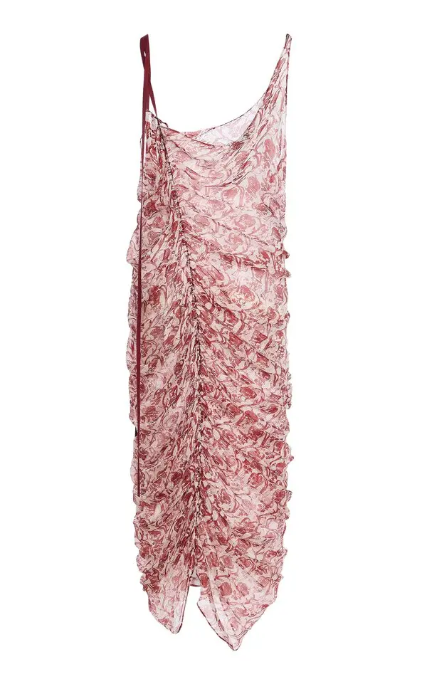 MEL USINE Ines Silk-blend Draped Asymmetrical Midi Dress