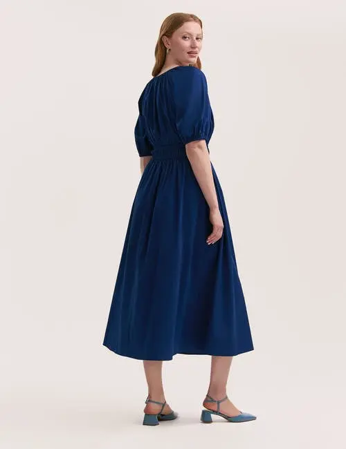 FINERY LONDON Piper Cotton 3/4 Sleeve Midi Dress