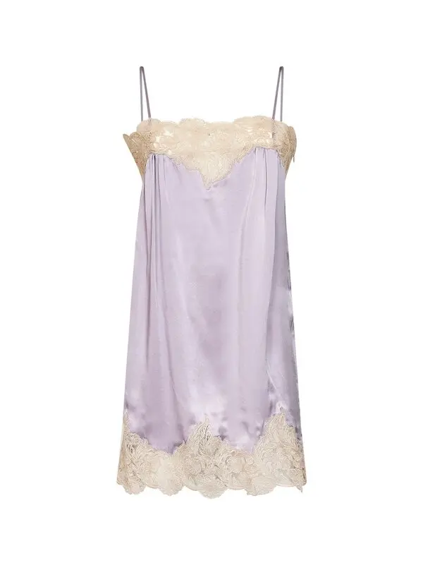 Chloé Purple Washed Silk Satin Thin-strap Mini Dress - Multicolor