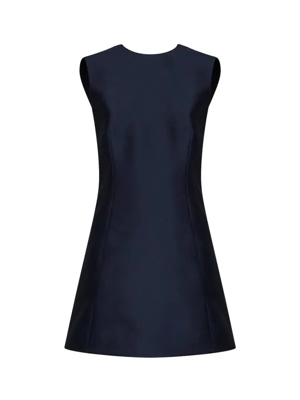 Balenciaga Navy Blue Wool And Silk Blazer-style A-line Mini Dress - Multicolor