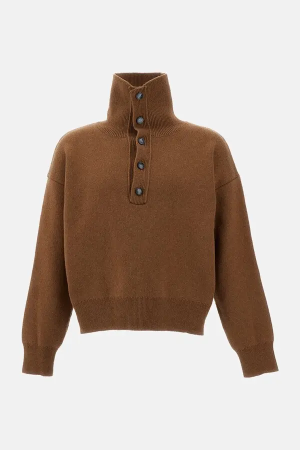 AMI Paris High Buttoned Collar Sweater - Multicolor
