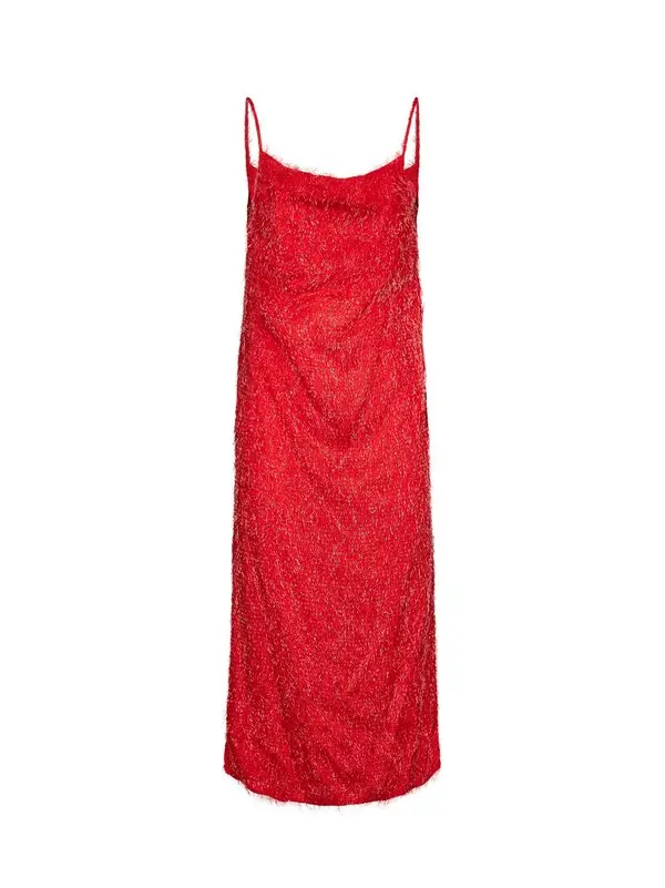 Bottega Veneta Flash Red Viscose Fil Coupé Midi Dress - Multicolor