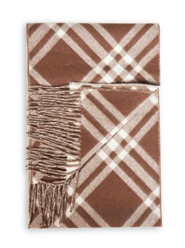 Burberry Brown Cashmere Check Scarf - Multicolor