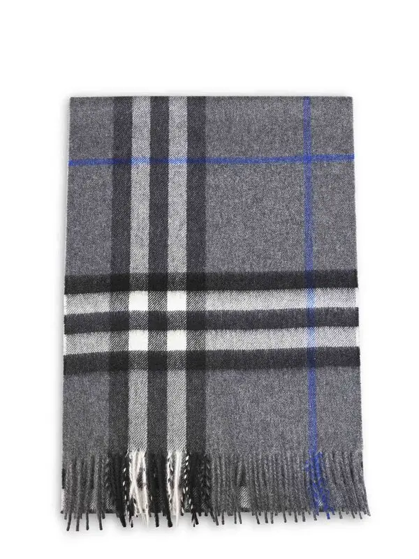 Burberry Grey Cashmere Check Scarf - Multicolor