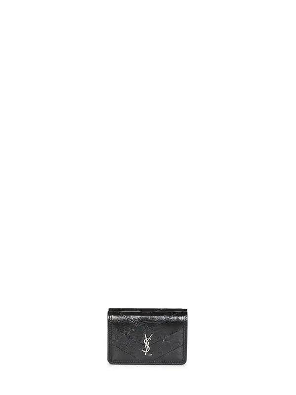 Saint Laurent Black Niki Slim Tri-fold Calf Leather Wallet - Multicolor