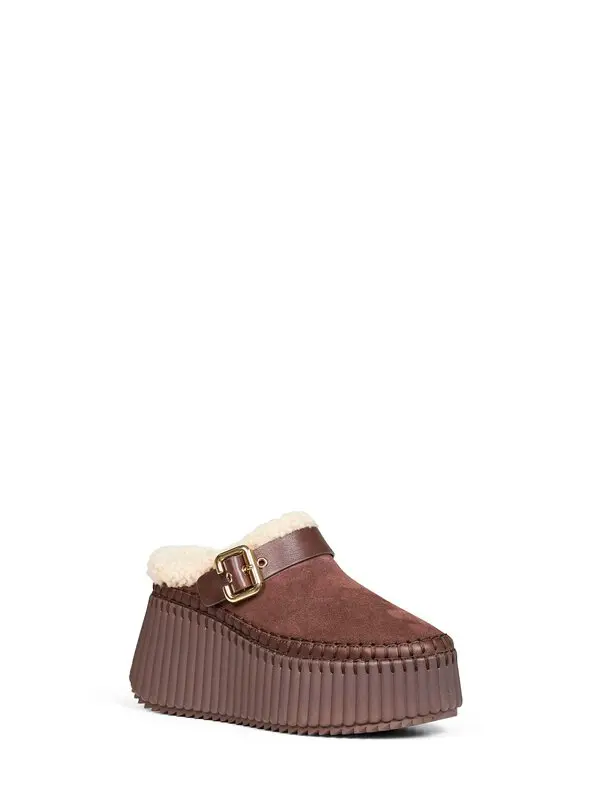 Chloé Sharp Brown Nama Wedge Mules - Multicolor