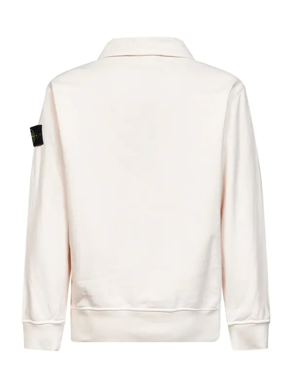 Stone Island Ivory Brushed Organic Cotton Half-zip Sweatshirt - Multicolor