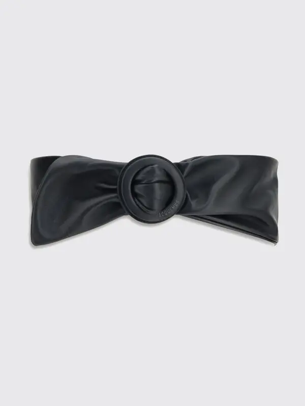 Jacquemus Wide Lambskin Leather Belt With Plaque Closure - Black