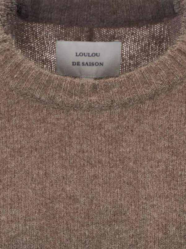 Loulou De Saison Crewneck Jumper In A Wool And Yak Blend With Dropped Shoulders - Beige