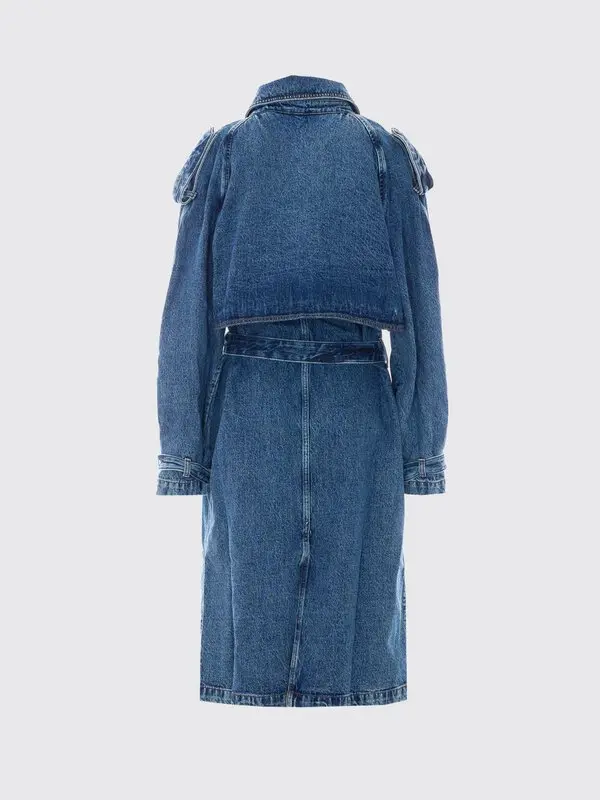 ANINE BING Long Double-breasted Trench Coat In Cotton Denim With A Waist Belt