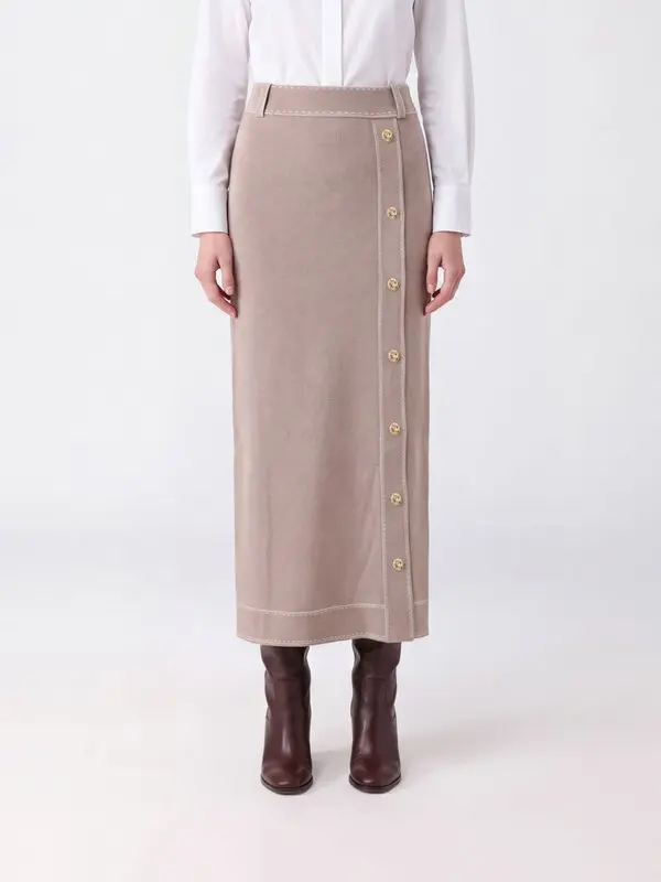 Liu Jo Slim Fit Midi Pencil Skirt In A Silk Blend Knit With A High Waist - Rope