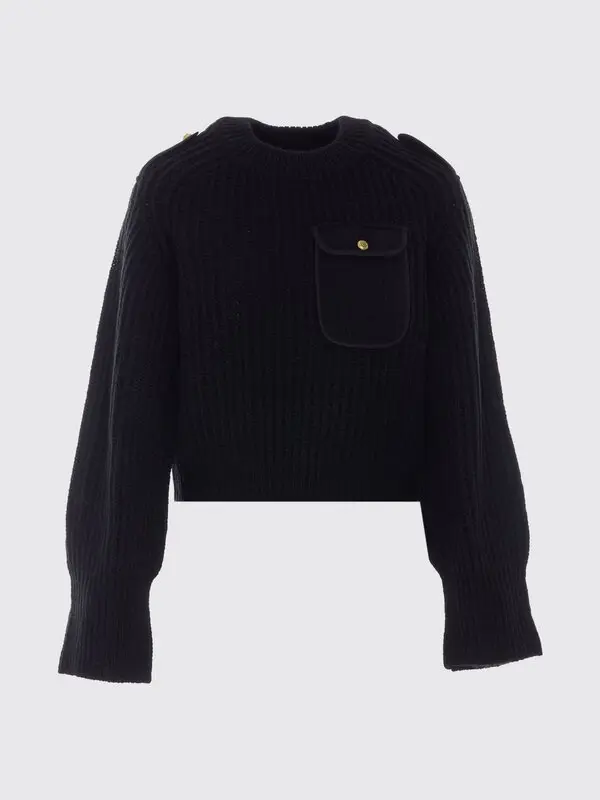 Pinko Wool And Alpaca Blend Jumper With Epaulettes And Pockets
