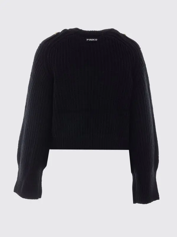 Pinko Wool And Alpaca Blend Jumper With Epaulettes And Pockets