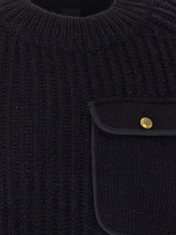 Pinko Wool And Alpaca Blend Jumper With Epaulettes And Pockets