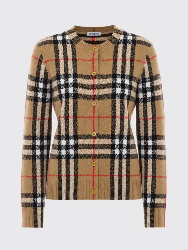 Burberry Vintage Check Cashmere Cardigan With A Crew Neck