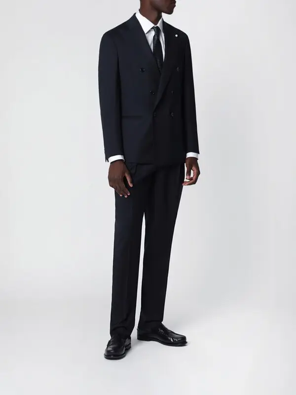 LUIGI BIANCHI Double-breasted Pure Virgin Wool Suit With Peak Lapels