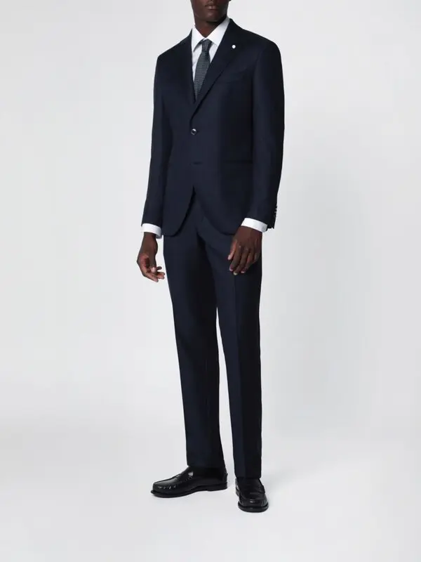 LUIGI BIANCHI Single-breasted Pure Virgin Wool Suit With Notch Lapels