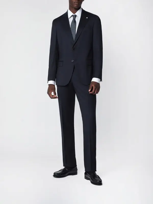 LUIGI BIANCHI Single-breasted Pure Virgin Wool Suit With Notch Lapels
