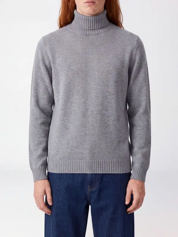 DRUMOHR Pure Wool Long-sleeved Turtleneck Jumper With Ribbed Trims - Grey