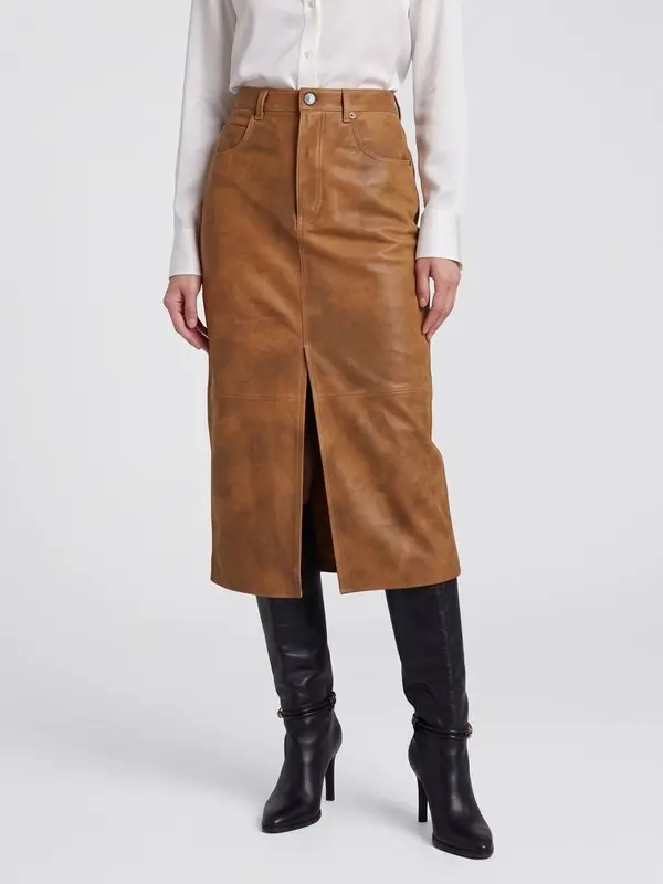 Isabel Marant Étoile Bisane High-waisted Cotton Midi Pencil Skirt - Brown
