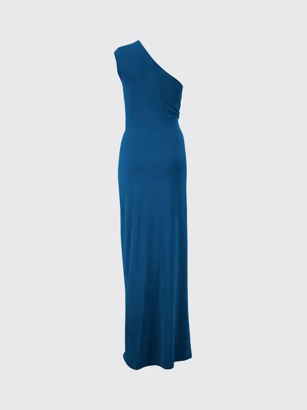 Balmain One-shoulder Stretch Viscose Long Evening Gown With Slit
