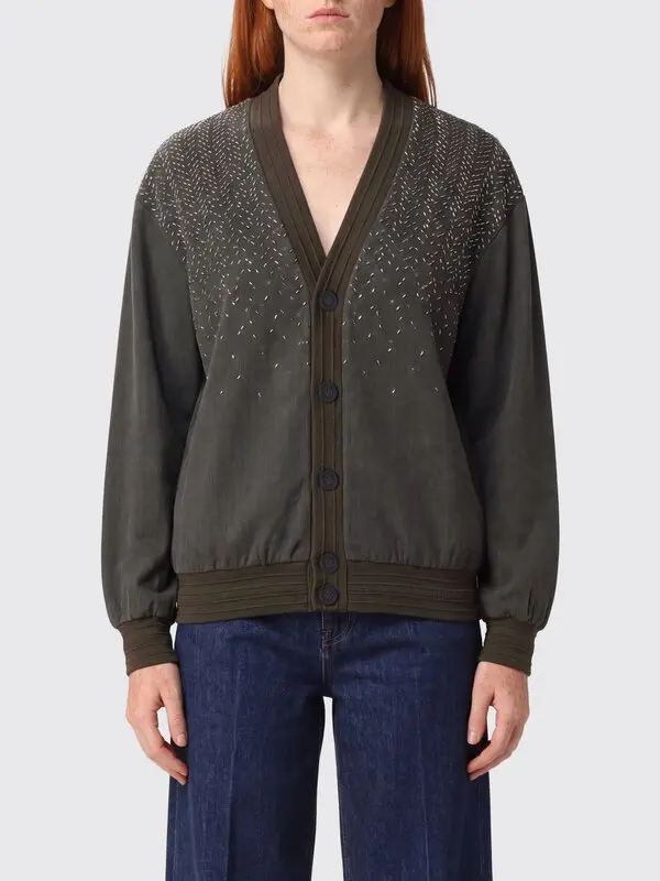 GOLDEN GOOSE V-neck Virgin Wool Blend Cardigan With Crystals