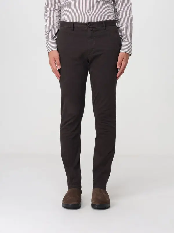 BROOKSFIELD Slim Fit Chino Trousers In Stretch Cotton Twill With Slash Pockets - Brown