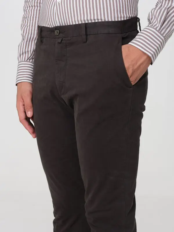 BROOKSFIELD Slim Fit Chino Trousers In Stretch Cotton Twill With Slash Pockets - Brown
